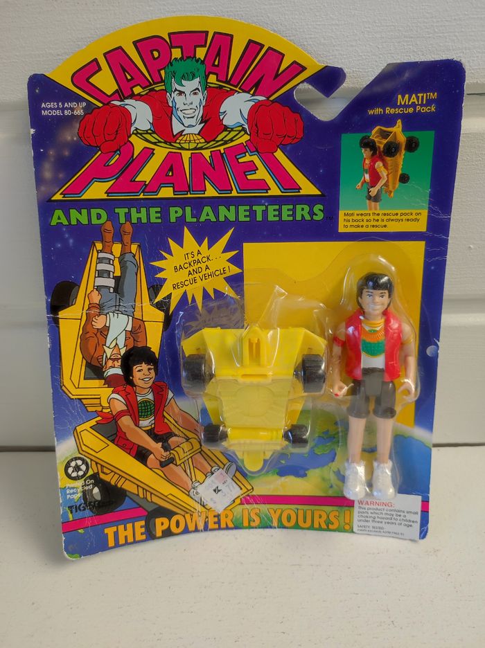 Figurine figure Captain Planet Mati with rescue pack Tiger toys 1992 ...