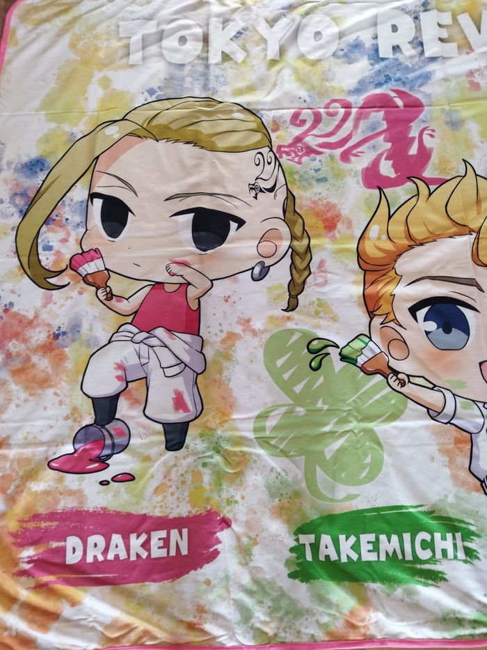 plaid / couette tokyo revengers mikey takemichi draken chibi 200x140cm ...
