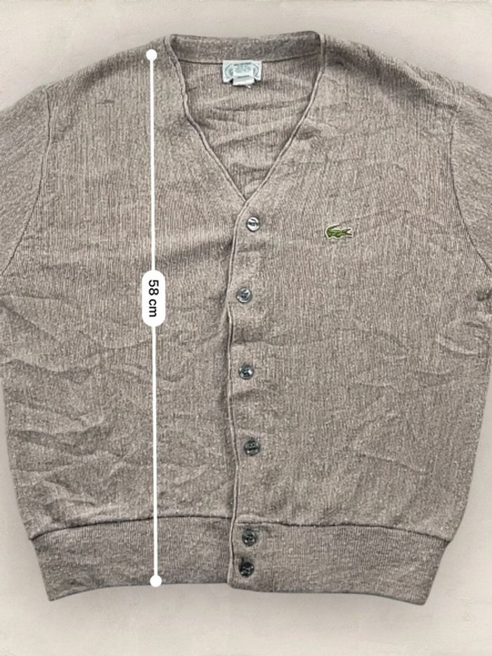 Cardigan Lacoste Gris Beige S Lacoste vintage Izod homme 2302