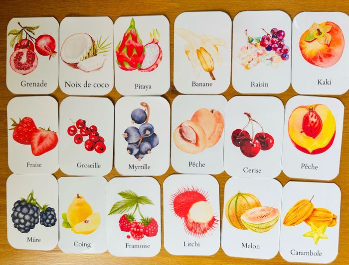 Carte de nomenclature (les fruits)/ jeu inspiration Montessori éducatif ...