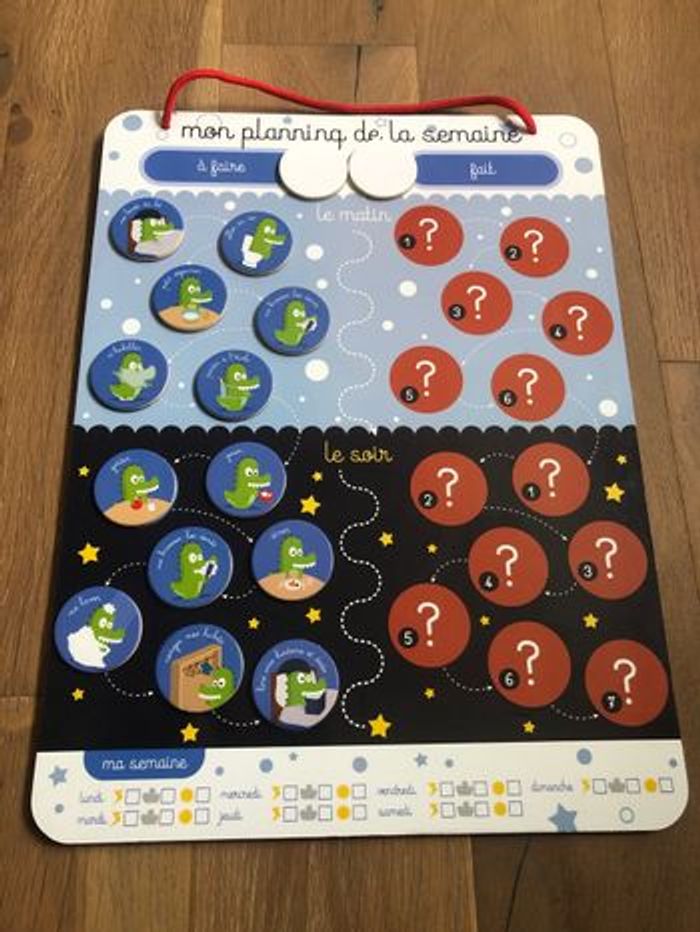 Tableau de routines matin et soir météo semaine enfant en bois et ...