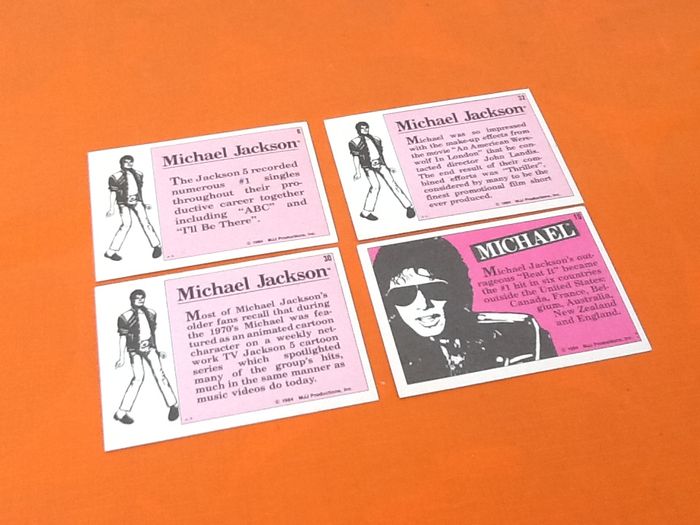 4 Cartes Topps Michael Jackson 1984 Série 1 MJJ Productions, INC | Beebs