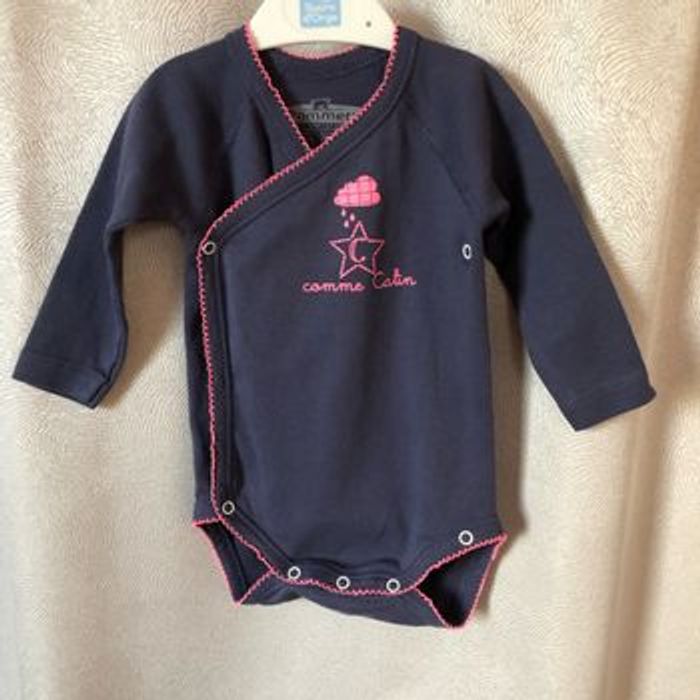 Body cache Coeur bleu marine et rose fluo 6 mois Pommette : Achat ...