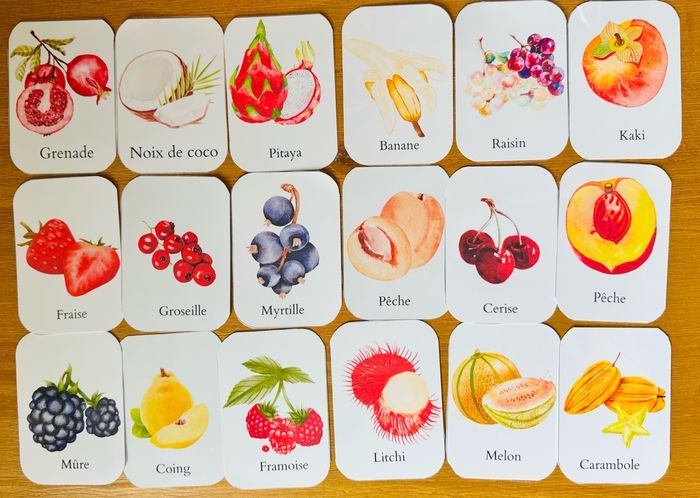 Carte de nomenclature (les fruits)/ jeu inspiration Montessori éducatif ...