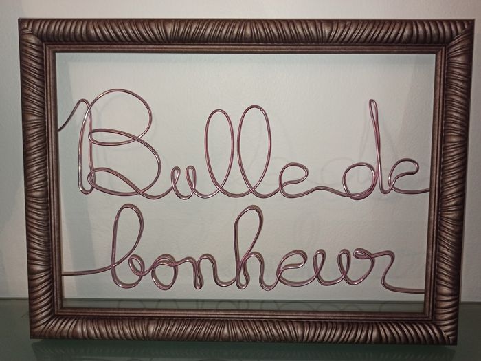 Cadre marron "Bulle de bonheur" fabrication artisanale, en fil de fer ...