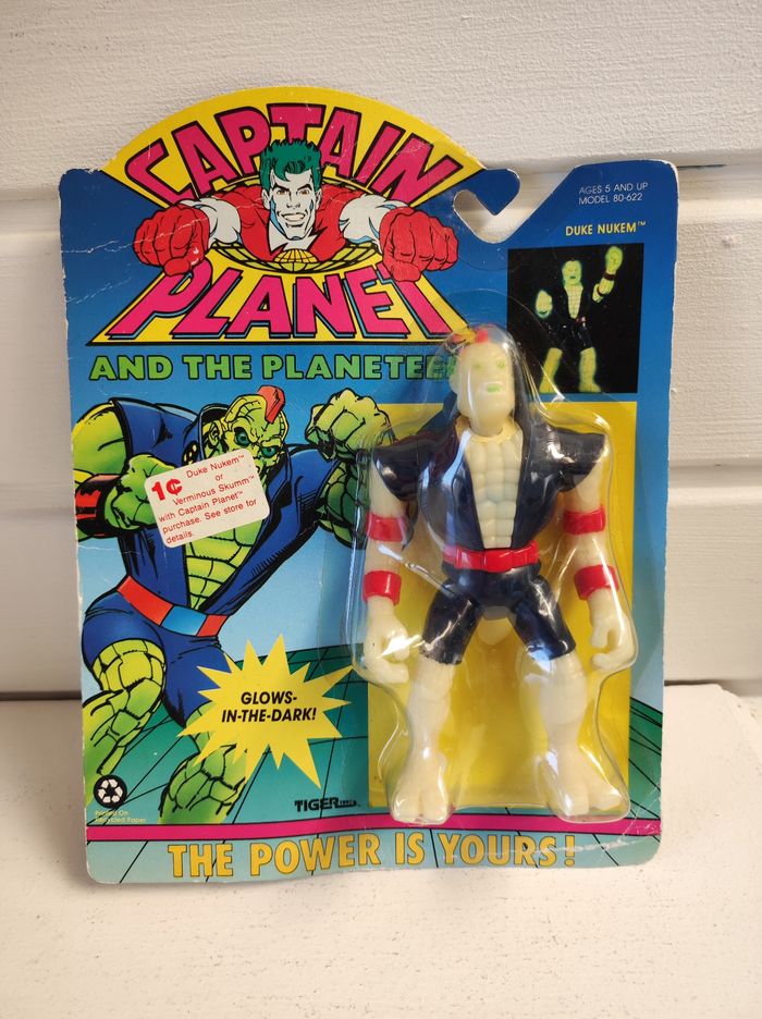 Figurine Captain Planet Duke Nukem Tiger toys 1991 neuve sous blister ...